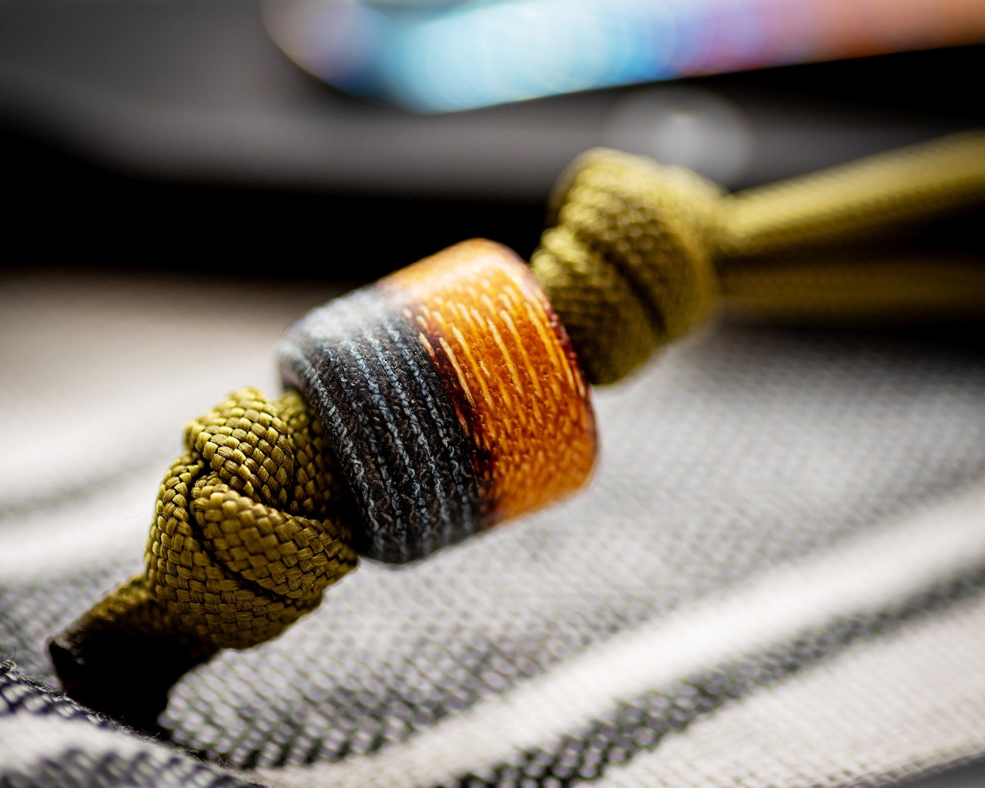 Micarta EDC Lanyard Bead - Vintage Westinghouse Canvas Micarta & Handm ...